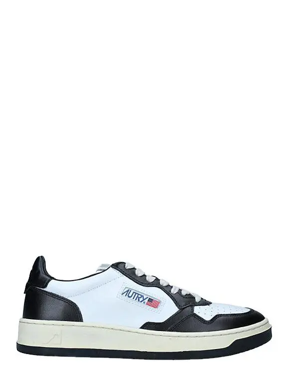 AUTRY Medalist Two-tone Leather Low-top Trainers - White/blk