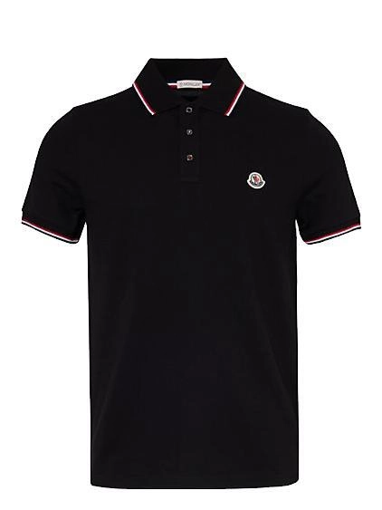 Moncler Brand-patch Split-hem Cotton-piqué Polo Shirt - Black