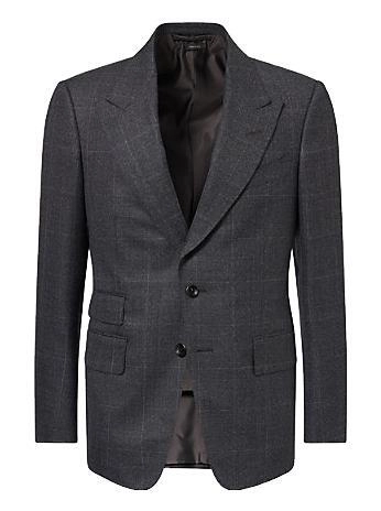 TOM FORD Shelton Overcheck Single-breasted Wool Jacket - Anthracite