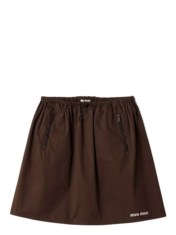 Miu Miu Flared Washed Gabardine Skirt - Ebony