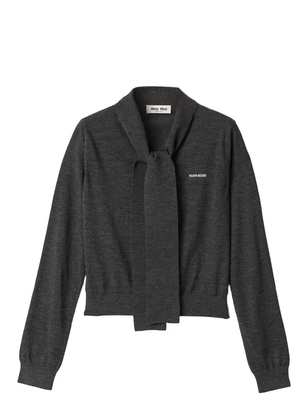 Miu Miu Wool Cardigan - Anthracite Gray