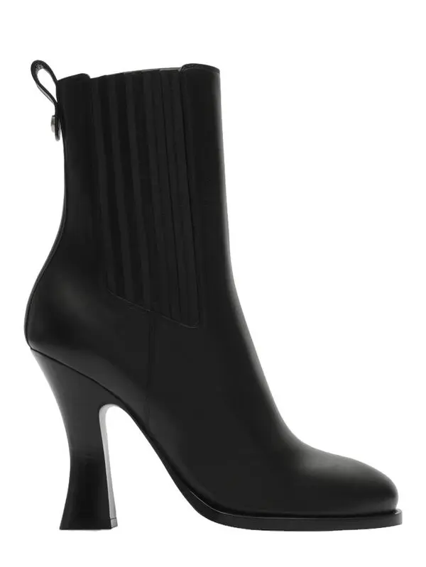 Burberry Leather Pillar Ankle Boots - Black