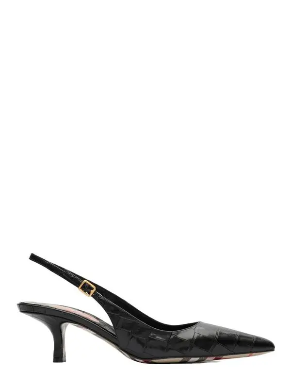 Burberry Crocodile-effect Leather Dame Slingback Pumps - Black