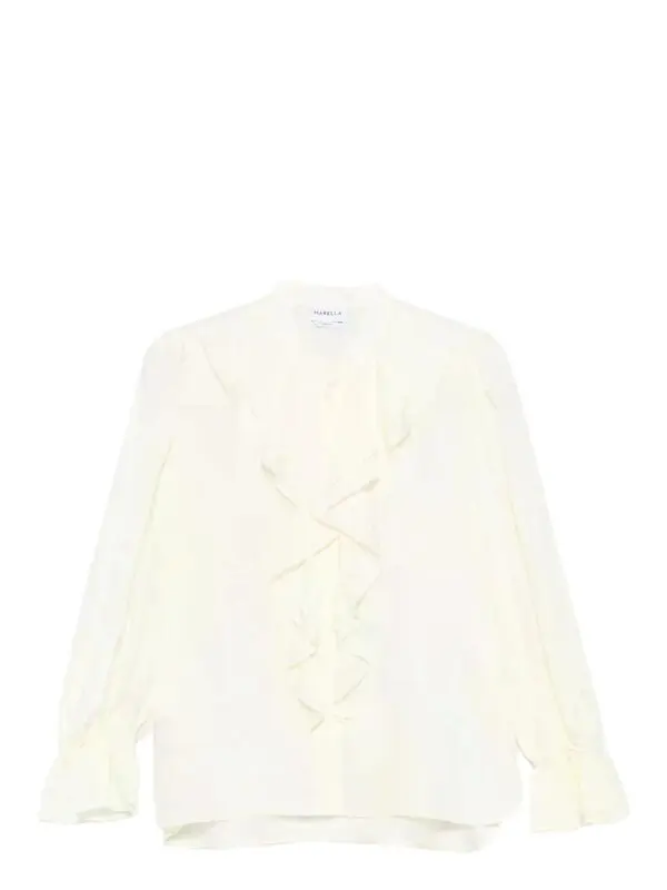Marella Buttoned Ruffled Shirt - Neutrals