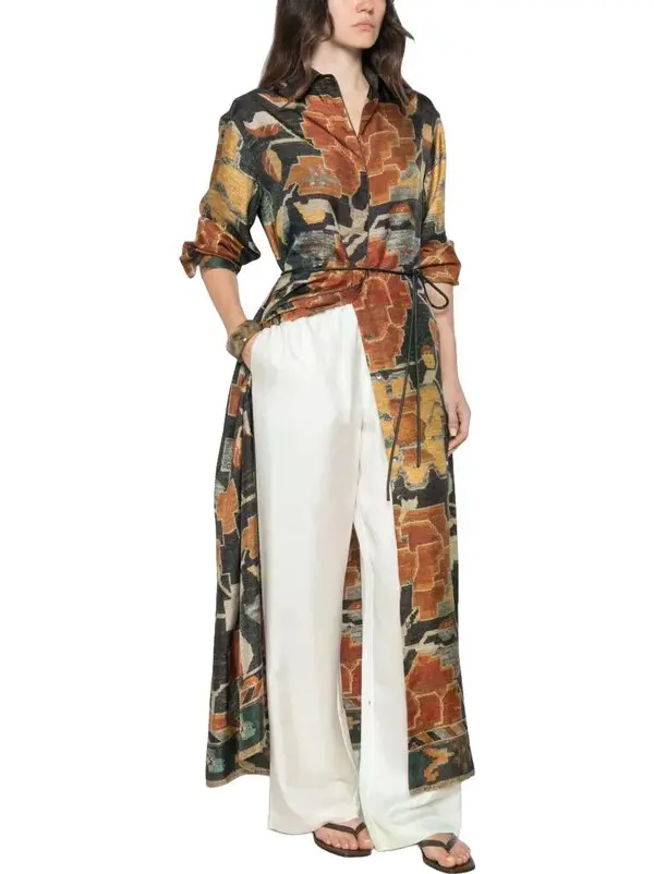 PIERRE-LOUIS MASCIA Graphic Print Maxi Dress - Brown