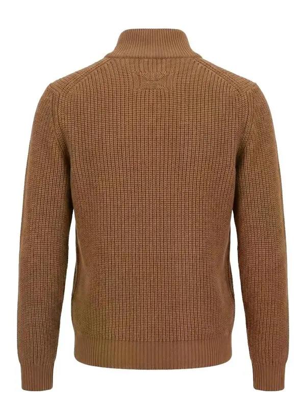 DRUMOHR Ribbed-knit Zip-up Cardigan - Brown