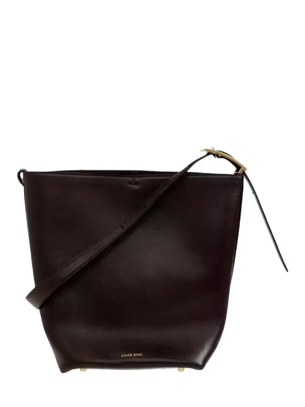 ANINE BING Elly Leather Bucket Bag - Brown