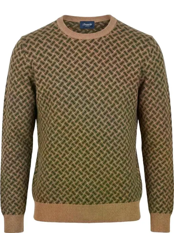 DRUMOHR Geometric-pattern Cashmere Sweater - Neutrals