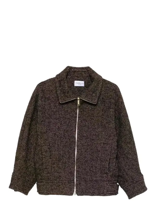 Marella Herringbone Zip-fastening Jacket - Brown