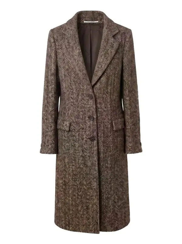 Tagliatore Herringbone-pattern Wool Coat - Brown
