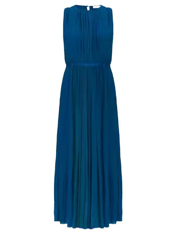 Max Mara Midi Pleated Sleeveless Dress - Blue