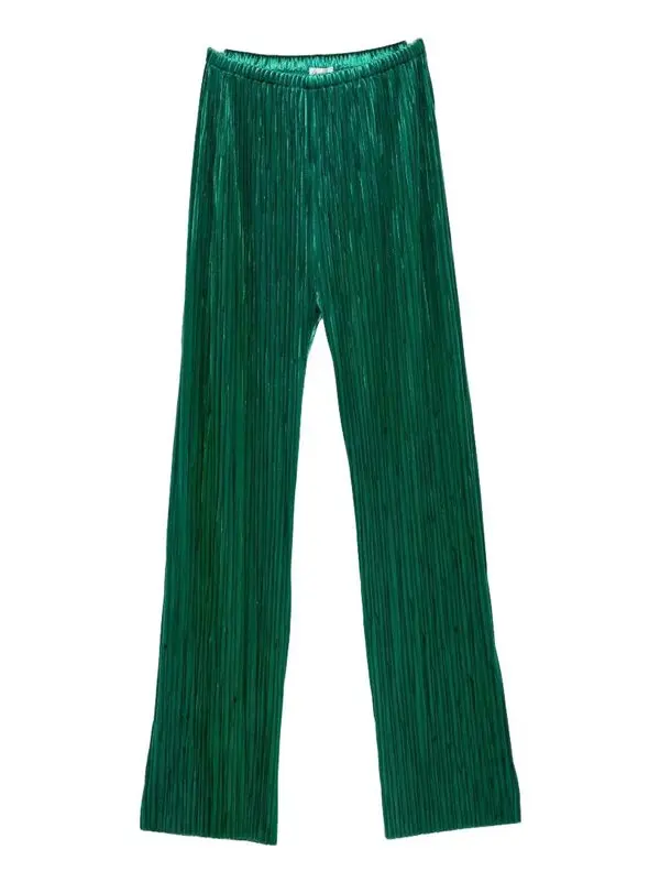 FORTE_FORTE Pleated Satin-finish Trousers - Green