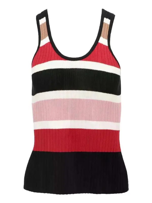 Isaia Striped Ribbed-knit Sleeveless Top - Red