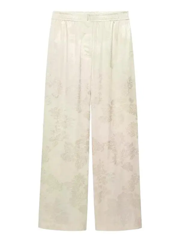 Shanghai Tang Floral-jacquard Flared Trousers - Neutrals