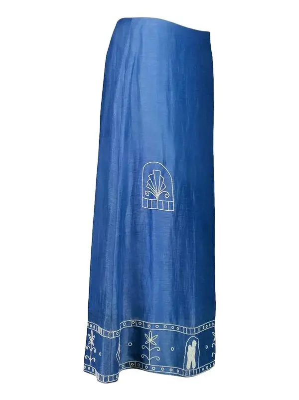 ALEMAIS Yasmeen Embroidered-detail Maxi Skirt - Blue
