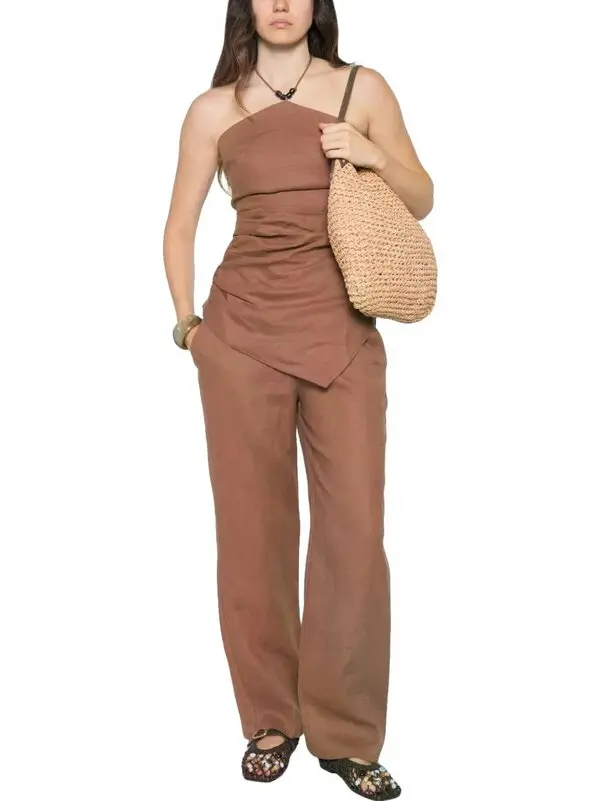 Faithfull The Brand Amaia Bead-embellished Ruched Cami Top - Brown