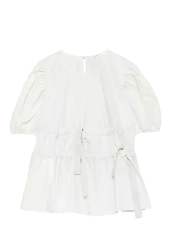Cecilie Bahnsen Papillon Matelassé Peplum Top - Neutrals