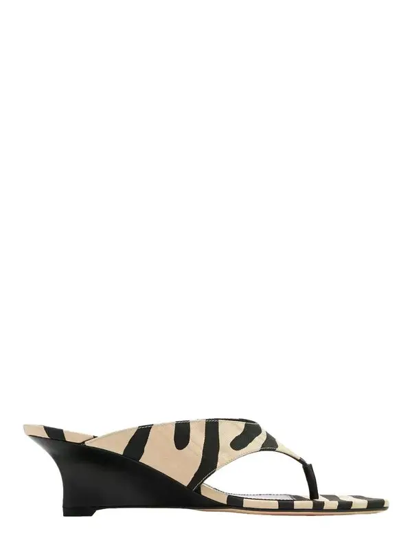STUART WEITZMAN Zebra Print Wedge Sandals - Neutrals