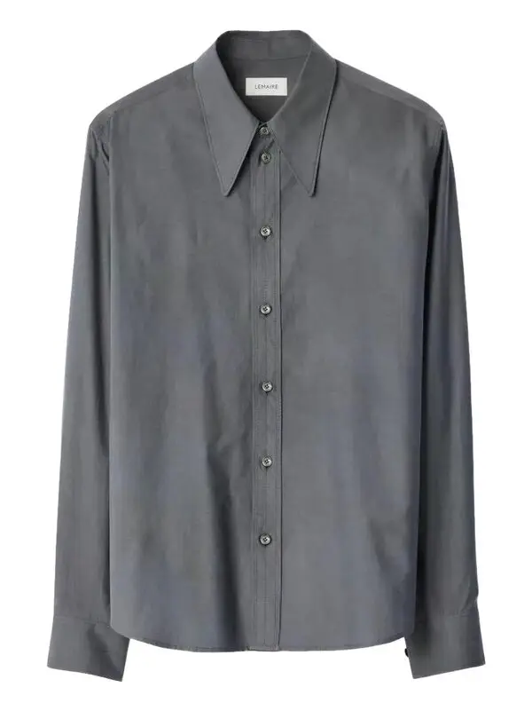 LEMAIRE Pointed-collar Shirt In Washed Cotton-silk - Grey
