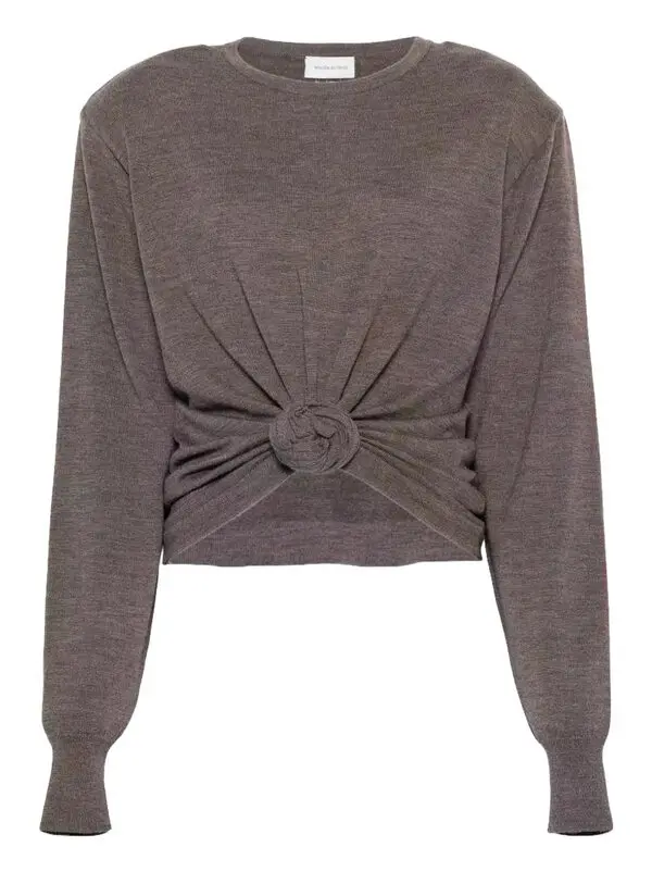 Magda Butrym Long Sleeve Knot Detail Sweater - Brown