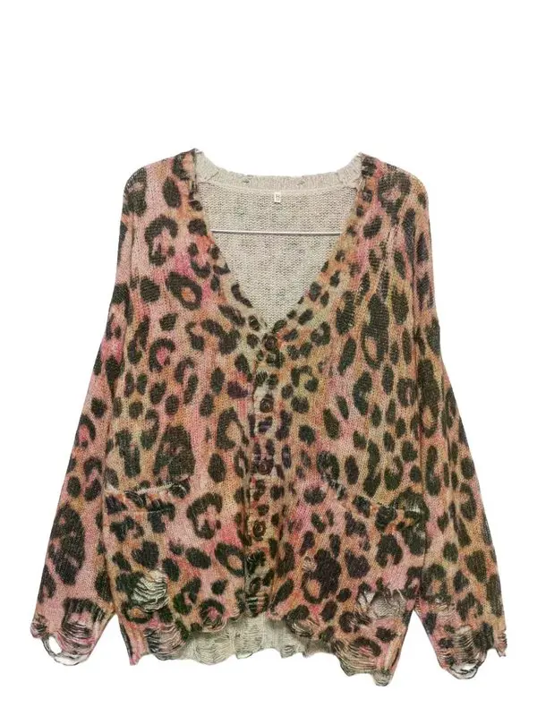 R13 Leopard-print Distressed Cardigan - Neutrals