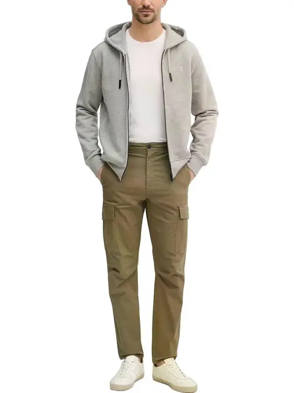 TRUSSARDI Logo-embroidered Zip-up Hoodie - Grey
