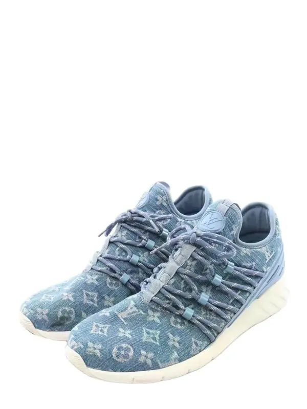 LOUIS VUITTON Monogram Denim Lace-up Sneakers - Blue