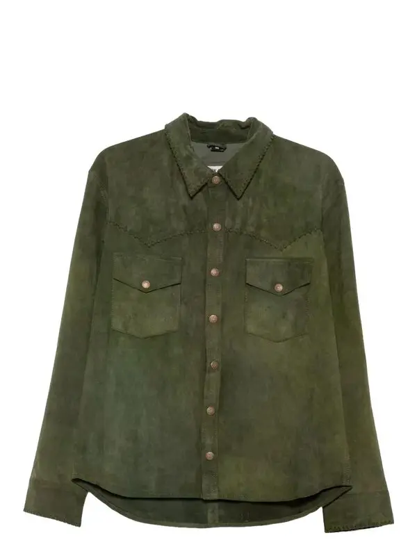 ANTIK DENIM Whipstitch-trim Button-up Shirt - Green