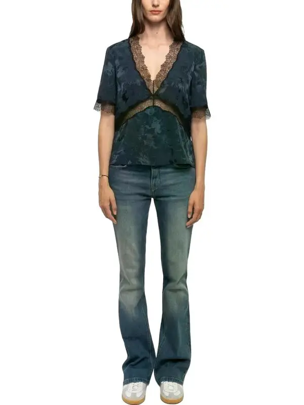 Zadig&Voltaire Lace-trim Jacquard Top - Blue