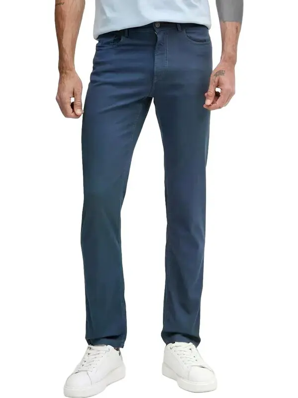 TRUSSARDI Logo Patch Straight-leg Trousers - Blue