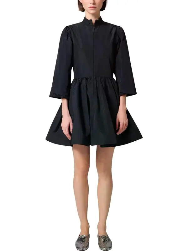 MSGM High-neck Gathered-skirt Mini Dress - Black