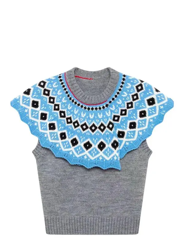 MSGM Ruffled Detail Tank Top - Grey