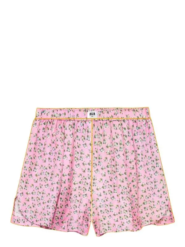 MSGM Floral-print Mini Shorts - Pink