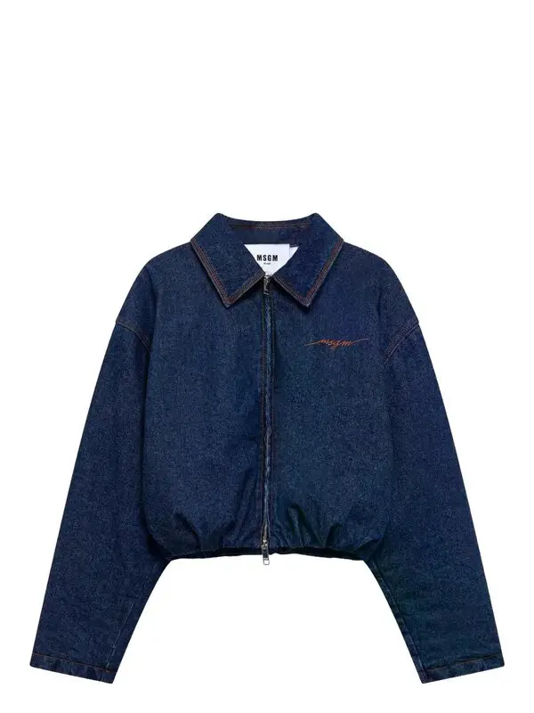 MSGM Logo-embroidered Denim Jacket - Blue