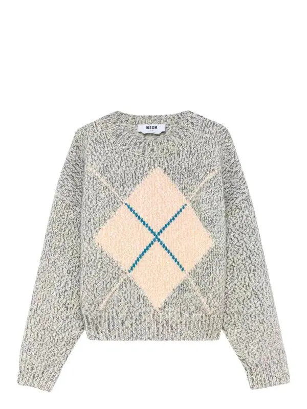 MSGM Argyle-pattern Sweater - Grey
