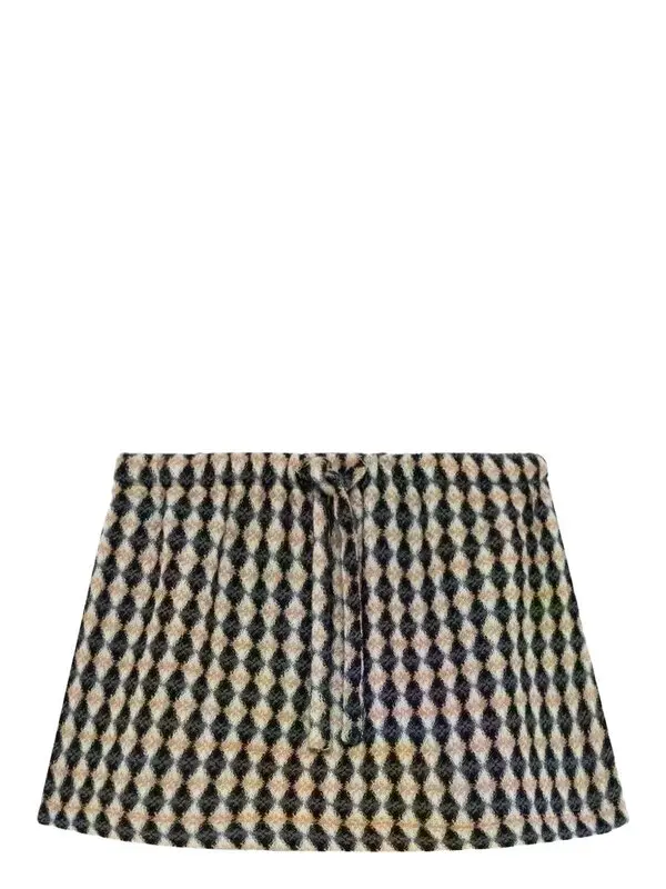 MSGM Argyle-pattern Drawstring Mini Skirt - Neutrals