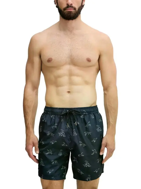TRUSSARDI Greyhound-print Drawstring Swim Shorts - Blue