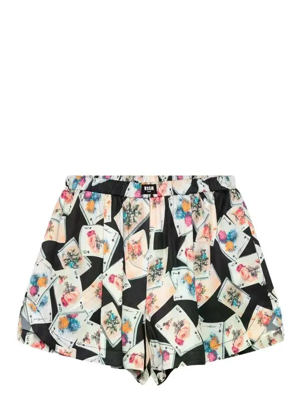 MSGM Playing-card-print Shorts - Black
