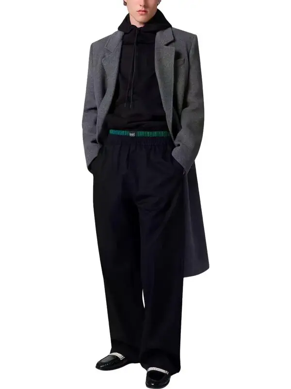 MSGM Logo Patch Wide-leg Trousers - Black