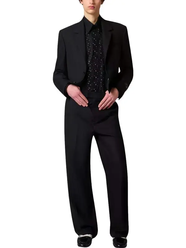 MSGM Logo-embroidered Pressed-crease Trousers - Black