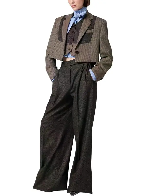 MSGM Cropped Check-pattern Waistcoat - Brown