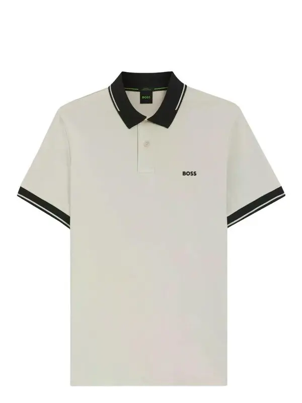 BOSS Contrast-trim Slim-fit Polo Shirt - Neutrals