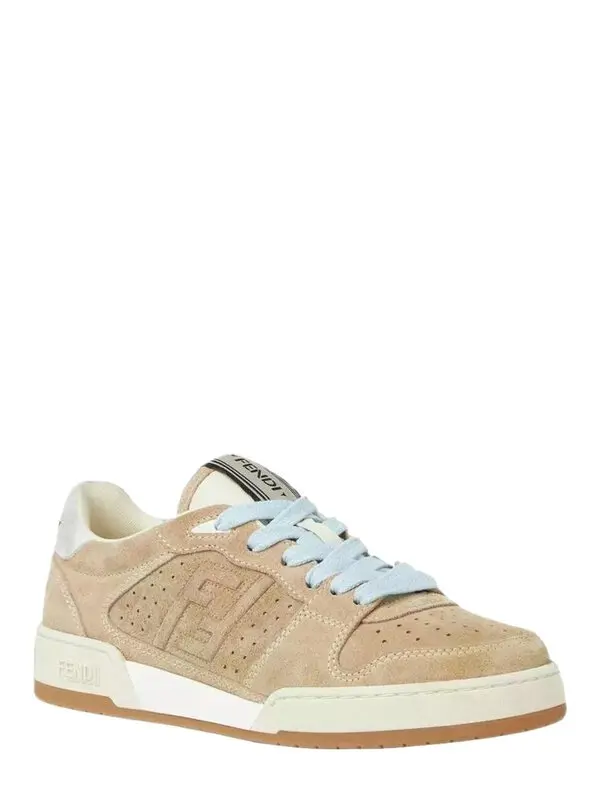 Fendi Logo-patch Suede Sneakers - Neutrals