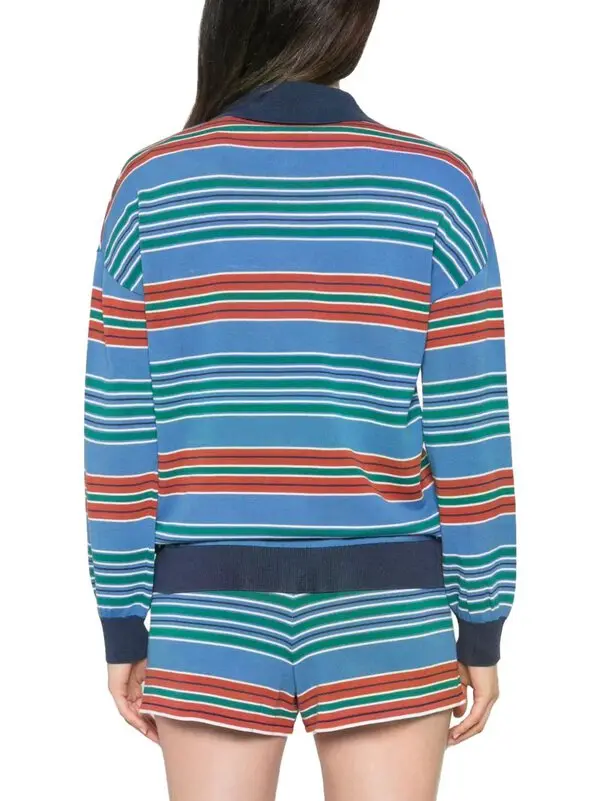 Faithfull The Brand Striped Oversized Polo Shirt - Blue