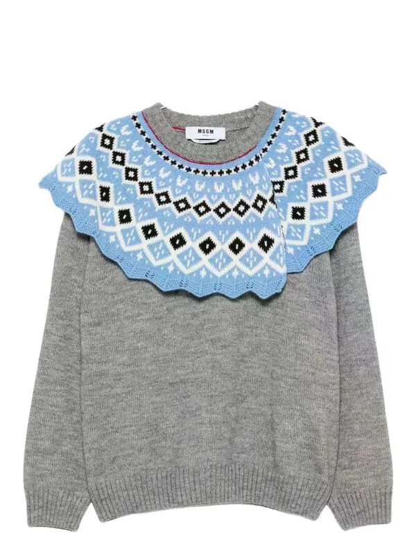 MSGM Scalloped-collar Sweater - Grey