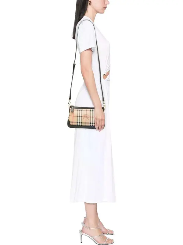 Burberry 2000-2017 Haymarket Check Coated Canvas Peyton Crossbody Bag - Neutrals