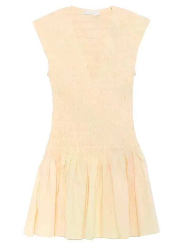 Faithfull The Brand Carmen Shirred-bodice Mini Dress - Neutrals