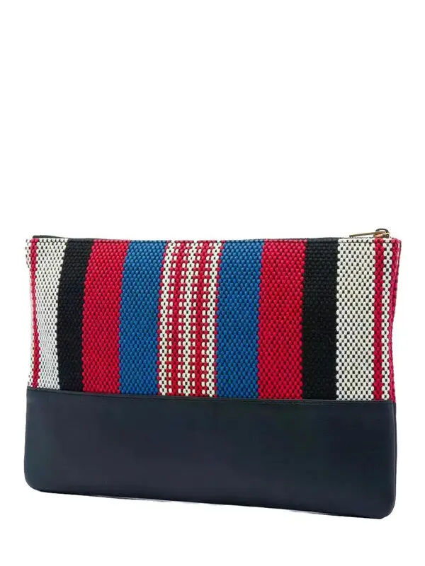 Celine Canvas Striped Pouch Clutch Bag - Black