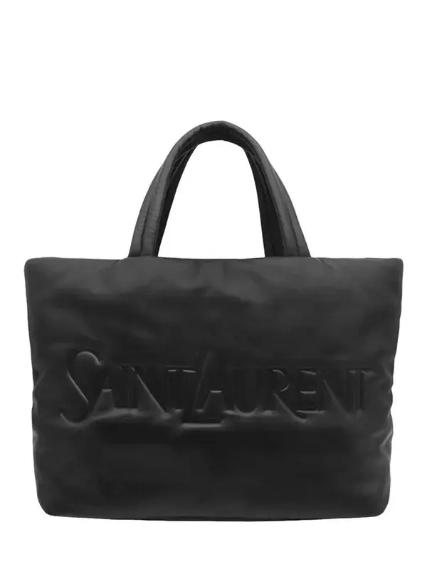 Saint Laurent 2013-2026 Lambskin Wide Puffer Tote Bag - Black