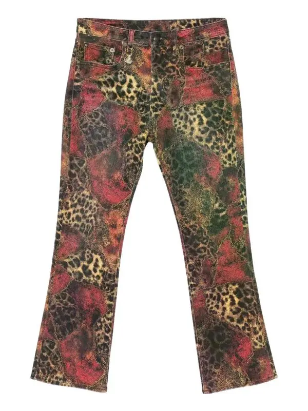 R13 Kick Leopard-print Jeans - Red